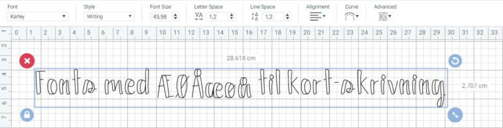 Fonte med ØÆÅ til tusch-skrivning i Cricut - Makernerd.dk